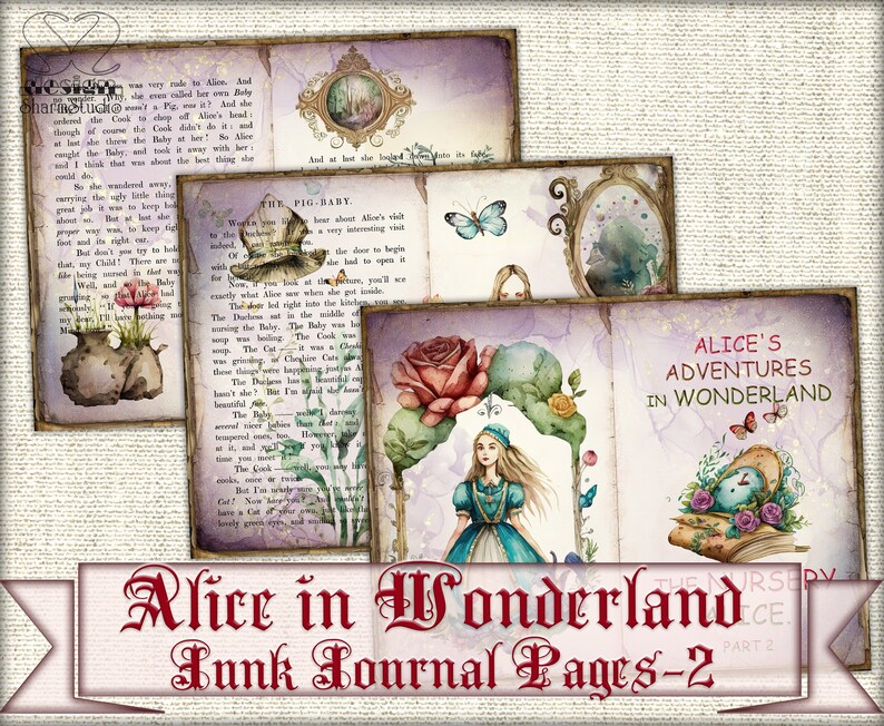 Digital Fairy Tale Kit Junk Journals Page Printables Alice in - Etsy