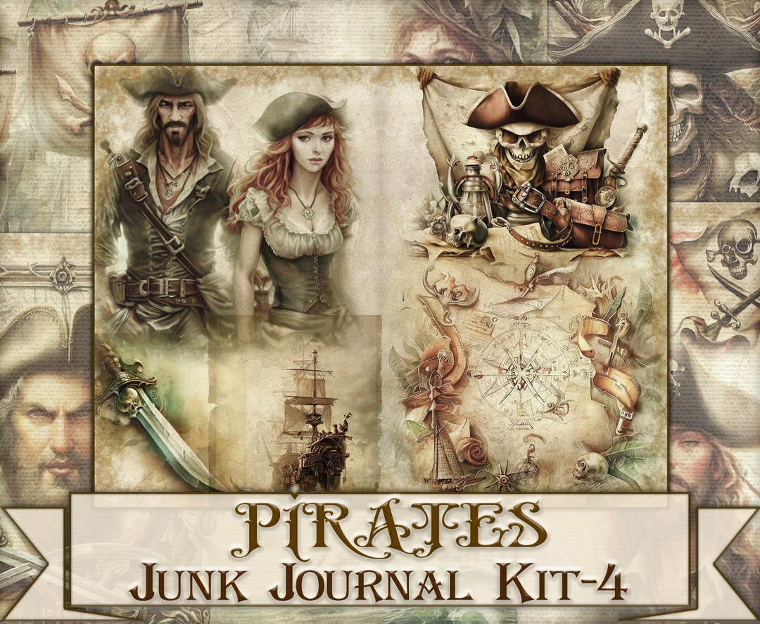 Vintage Pirates Junk Journal Watercolor Kit-4 Printable,pirate Collage ...