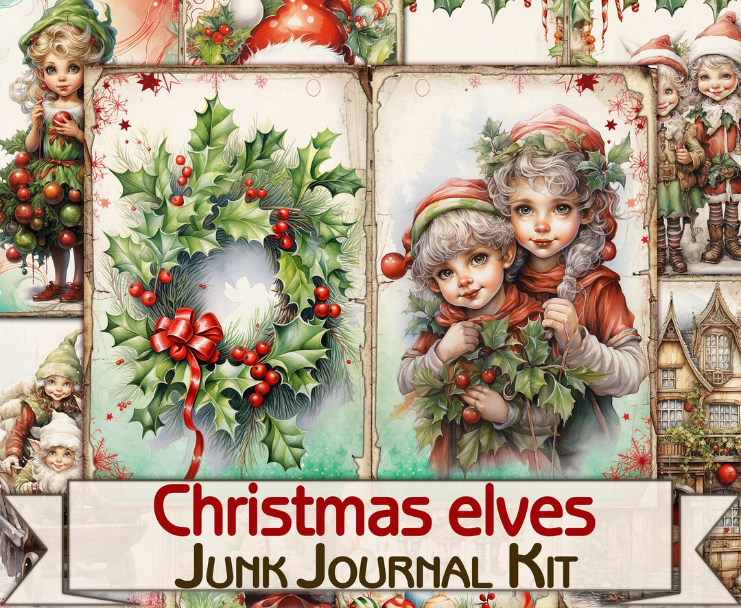 Christmas Elves Junk Journal Kit,printable Collage Pages - Etsy