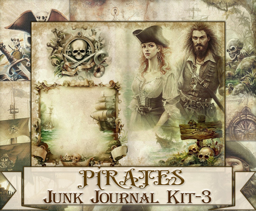 Vintage Pirates Junk Journal Watercolor Kit-3 Printable,pirate Collage ...