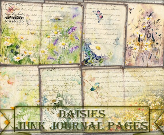 Vintage Printable Sheets Daisieschamomile Collage Picture - Etsy