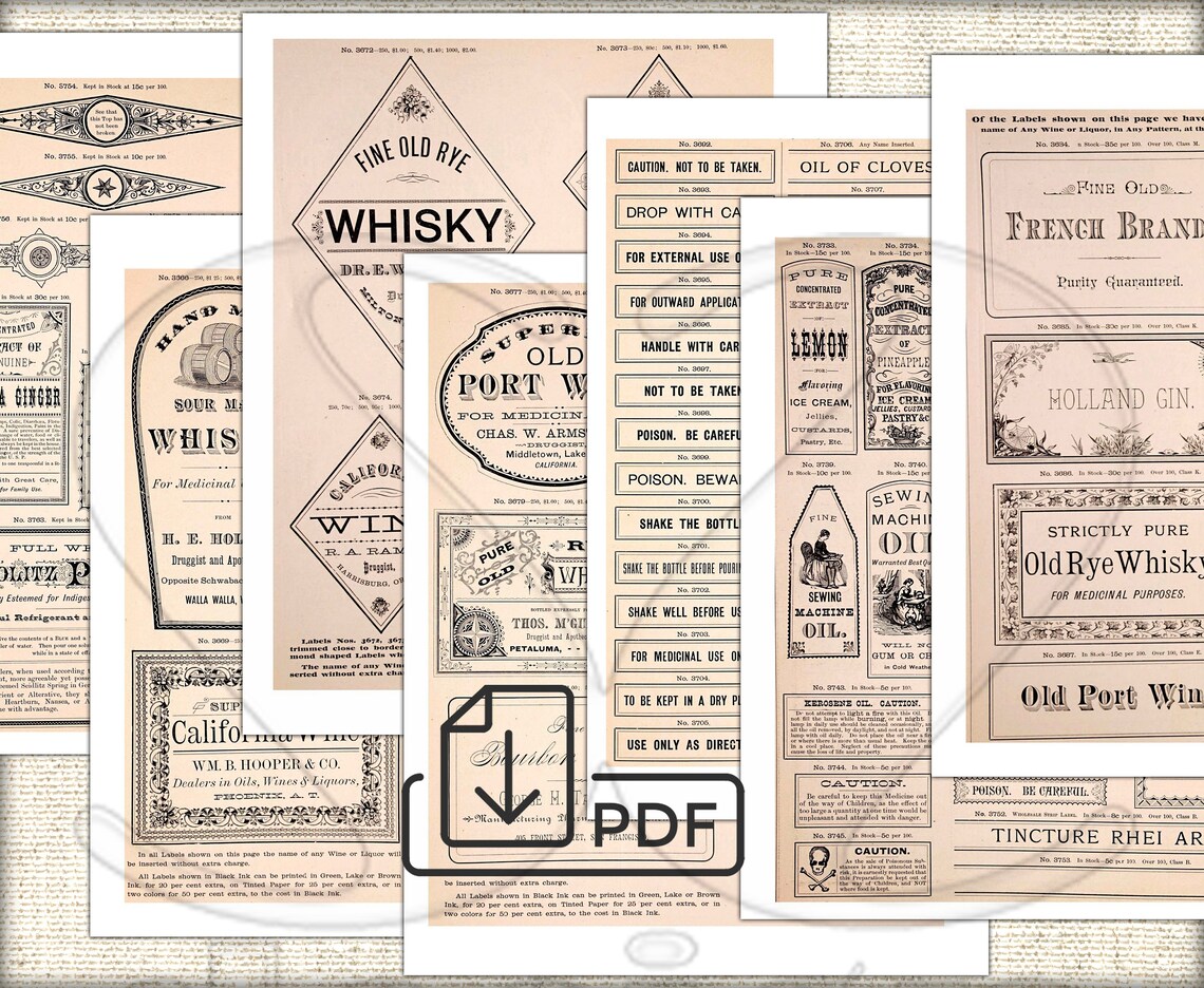 230 Vintage Apothecary Printable Old Ephemera Labels #2 18th Century - Etsy