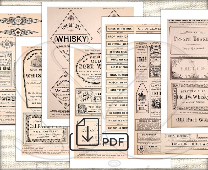 230 Vintage Apothecary Printable Old Ephemera Labels #2 18th Century - Etsy