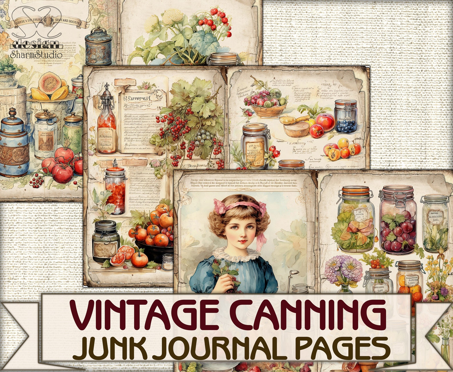 Vintage Cooking Junk Journal,canning Cookbook Pages Recipe Collage ...