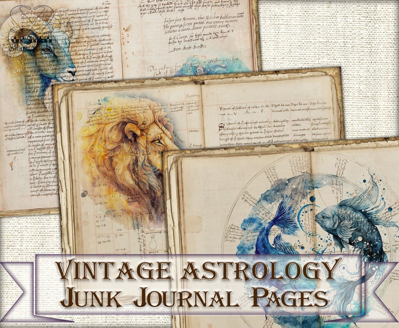 Vintage Astrology Junk Journal Pages Printable,zodiac Digital Collage ...