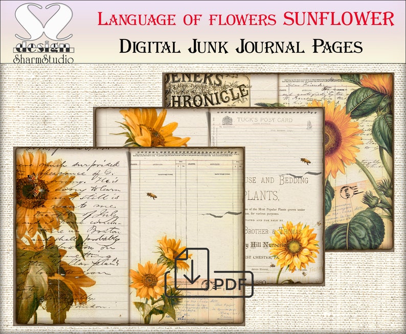 Junk Journal Printable Collage Pages Floral Sheetvintage - Etsy