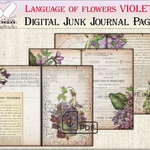 Junk Journal Printable Vintage Violets,collage Picture Pages Ephemera ...