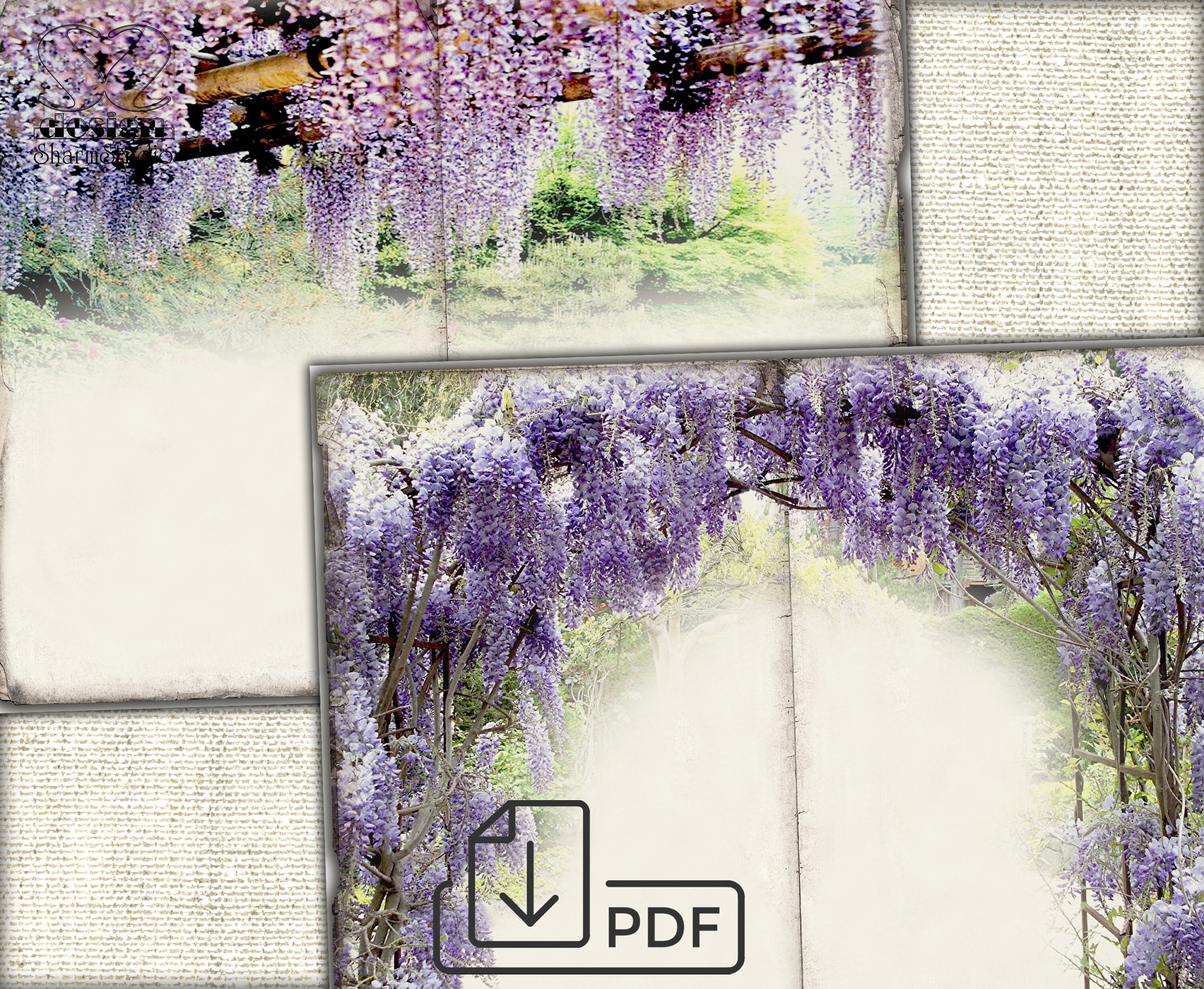 Vintage Wisteria Junk Journal Pagespicture Collagedigital - Etsy