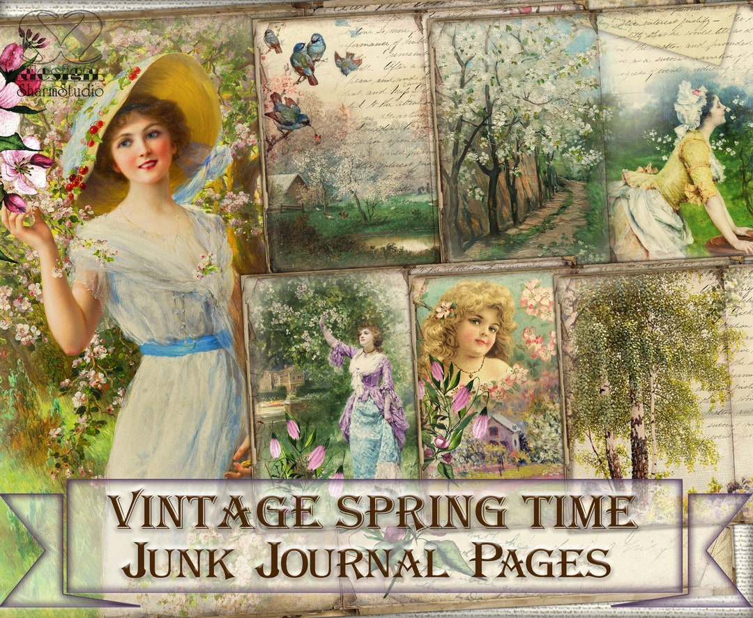 Vintage Spring Time,collage Junk Journal Pages,victorian Ephemera - Etsy