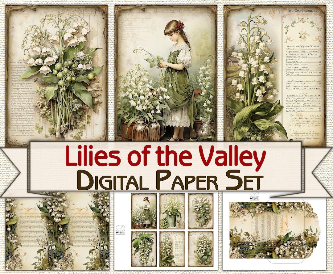 Vintage Lilies of the Valleydigital Paper Set Printables - Etsy