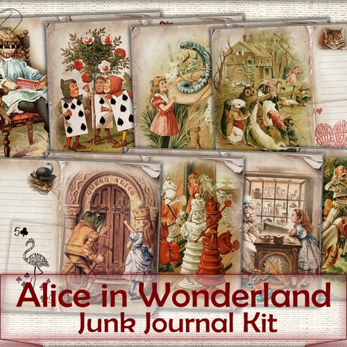 Alice in Wonderland Junk Journal Pagepicture Collagedigital - Etsy