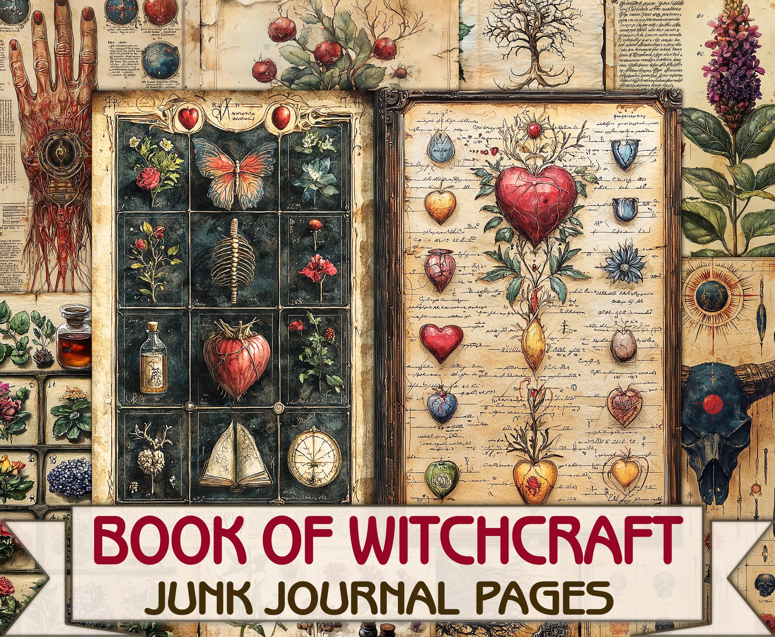 Vintage Book Witchcraft Junk Journal Pages Printable,mystic Witch ...