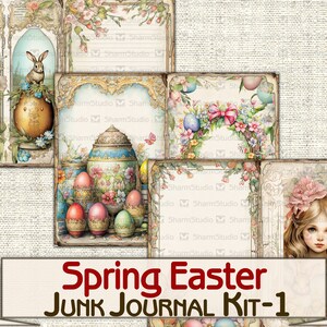Vintage Spring Easter Junk Journal Kit,digital Picture Collage ...