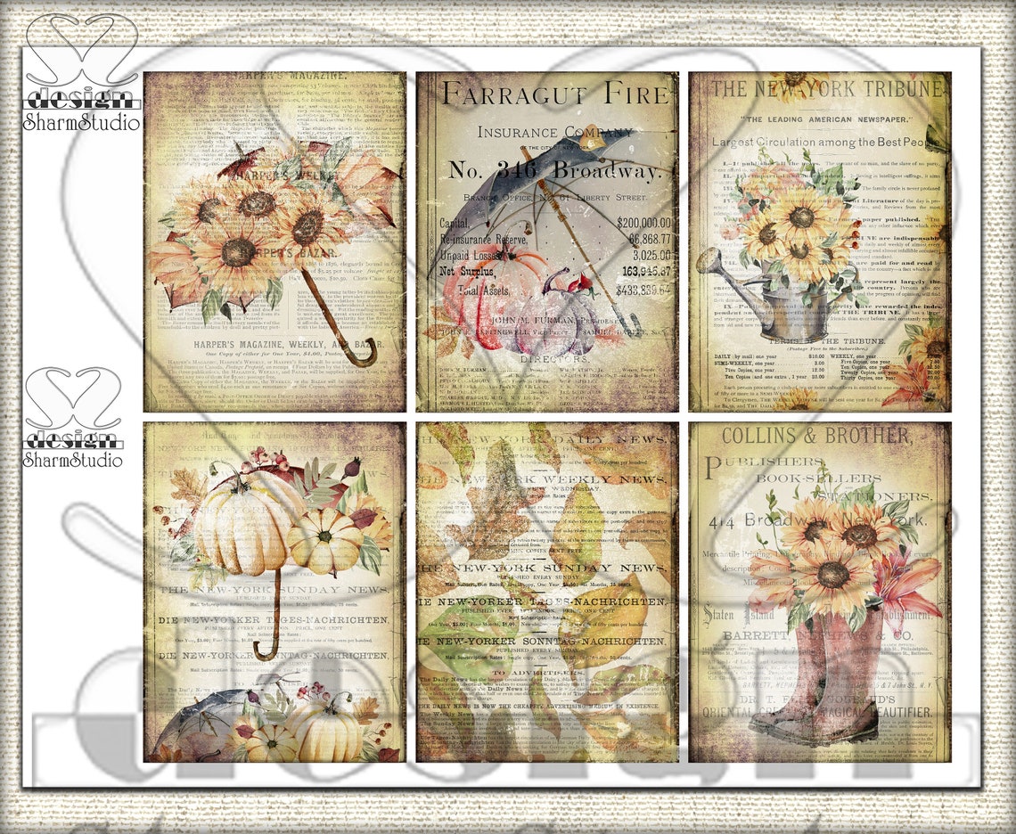 Vintage Fall Digital Junk Journal Pages Printableautumn - Etsy