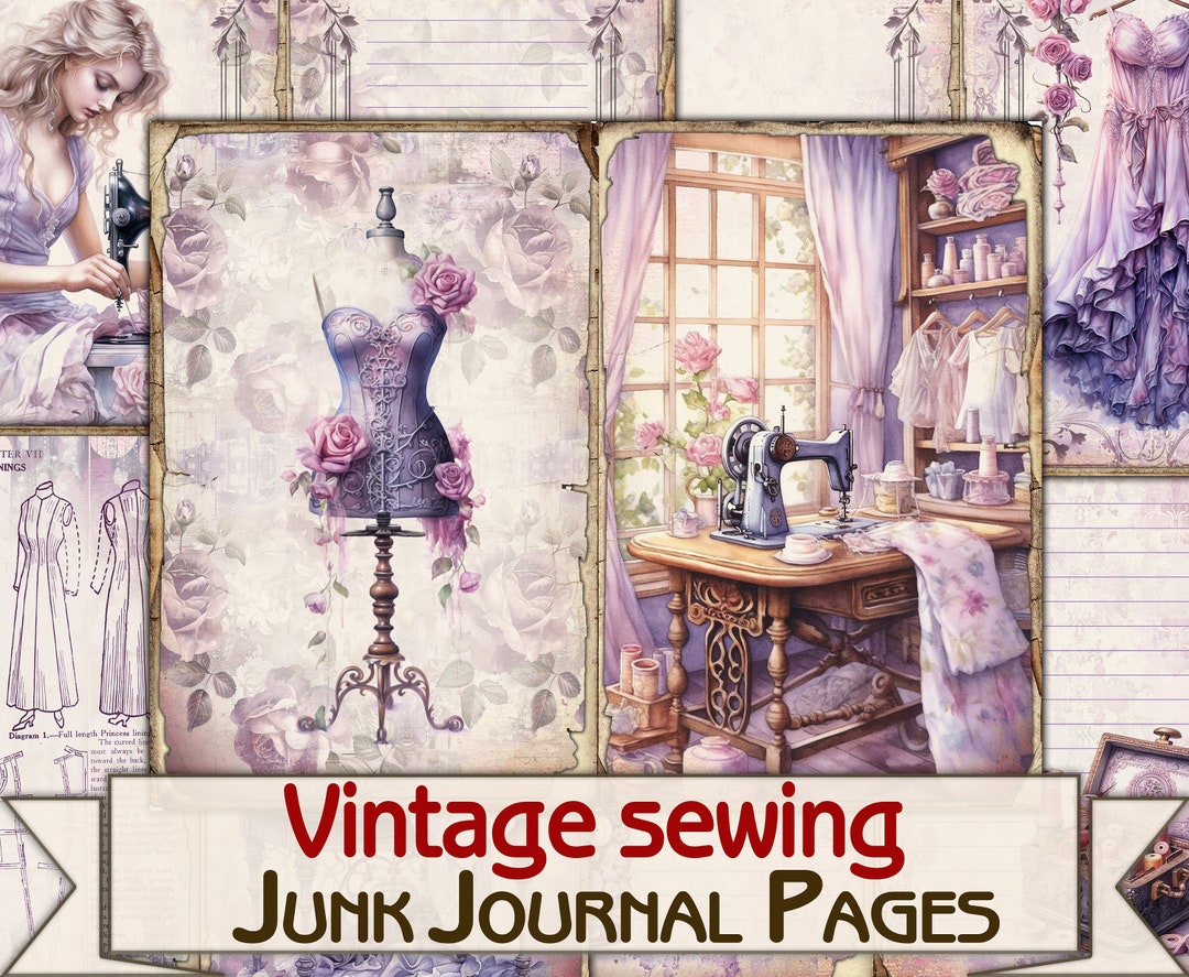 Vintage Sewing Junk Journal Pages Picture Collage,digital Sheet ...