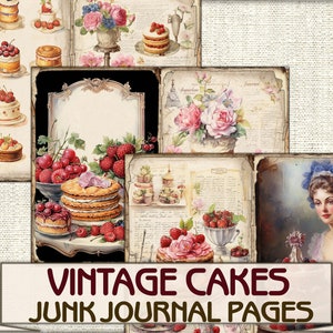Vintage Cooking Junk Journal,cakes Cookbook Pages Recipe Collage ...
