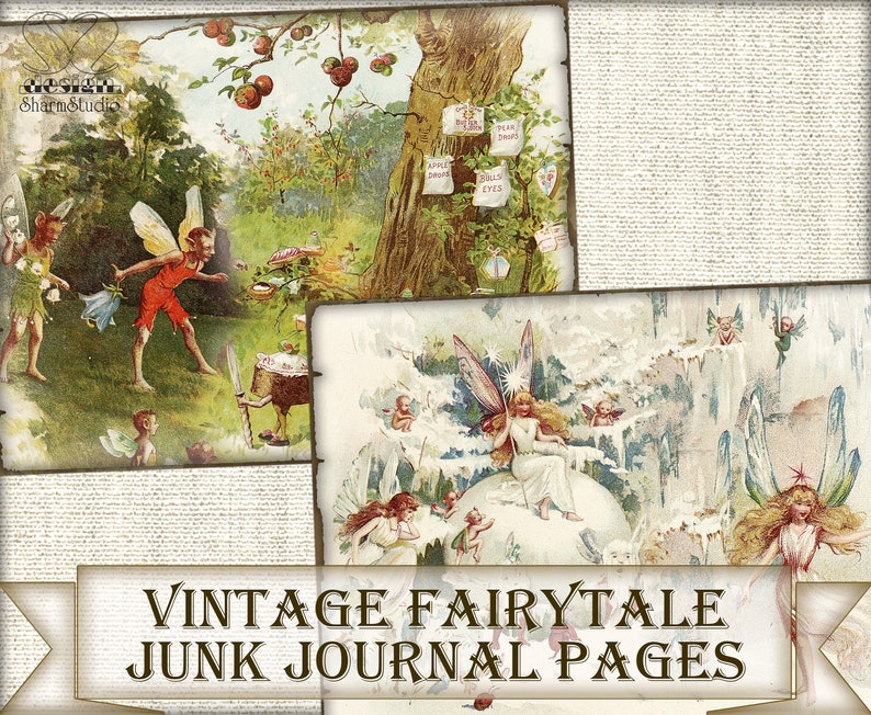 Vintage Fairy Tale Junk Journal Pagepicture Collagefairy - Etsy