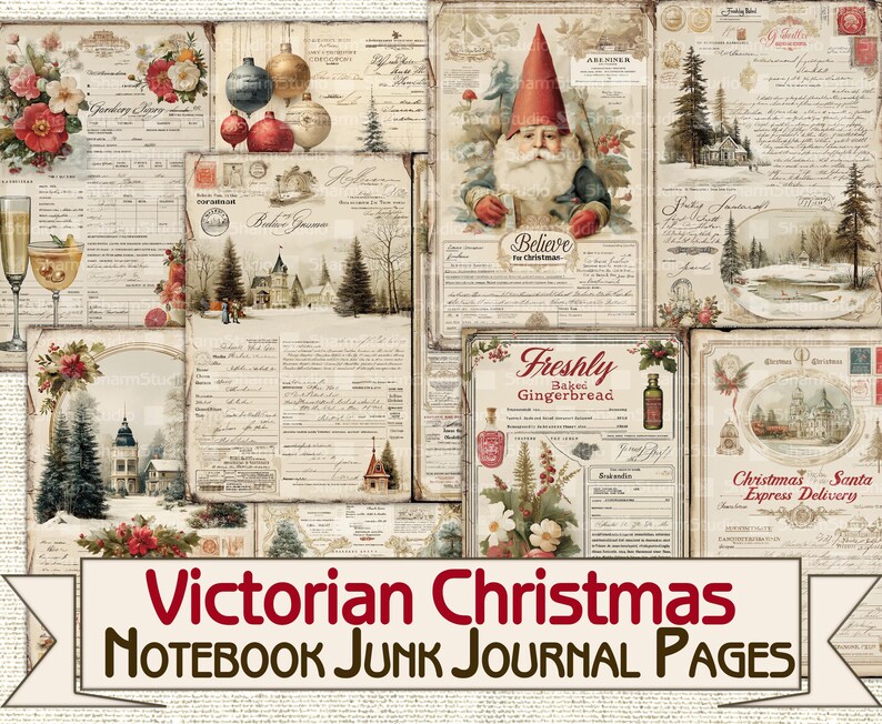 Victorian Christmas Notebook Pages | Printable Junk Journal Kit ...