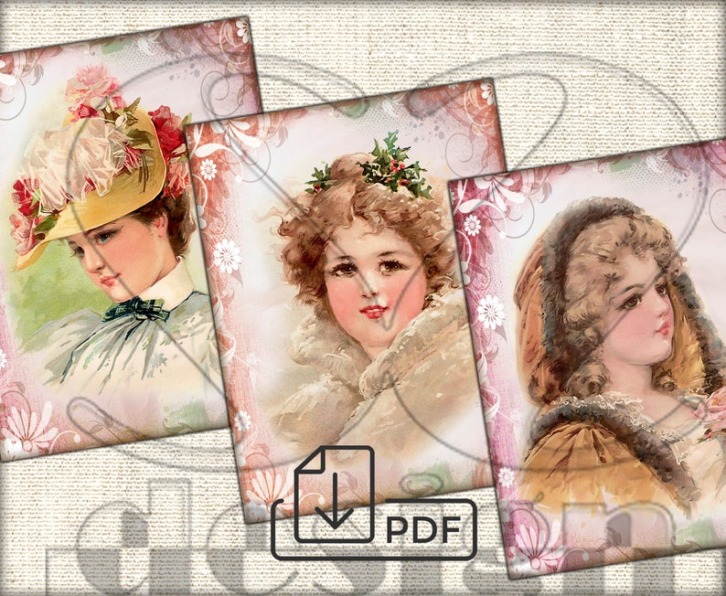 Collage Sheet Victorian Ladies Ephemeravintage Digital Etsy