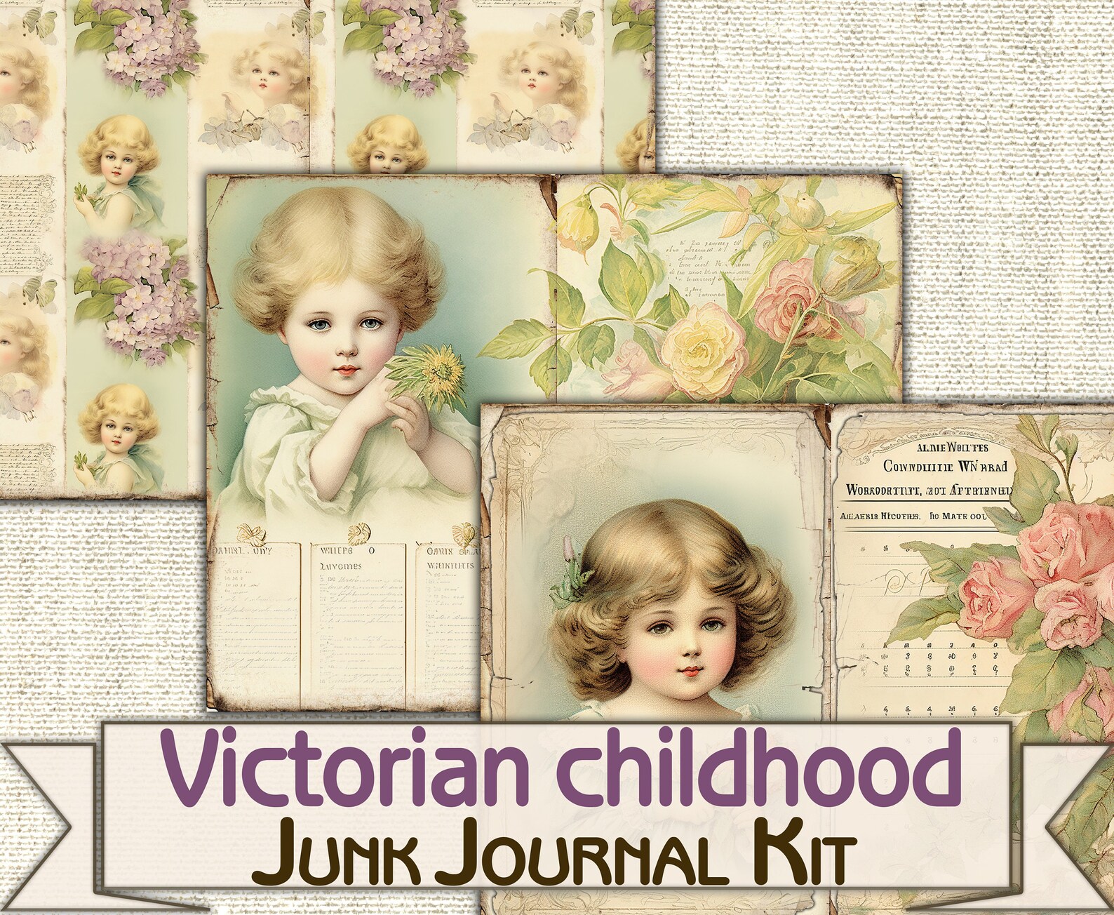 Victorian Children Journal Pages,printable Childhood Junk Journal Kit ...