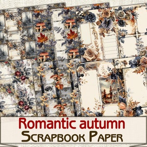 Vintage Romantic Autumn Scrapbook Paper and Background Pages, Digital ...