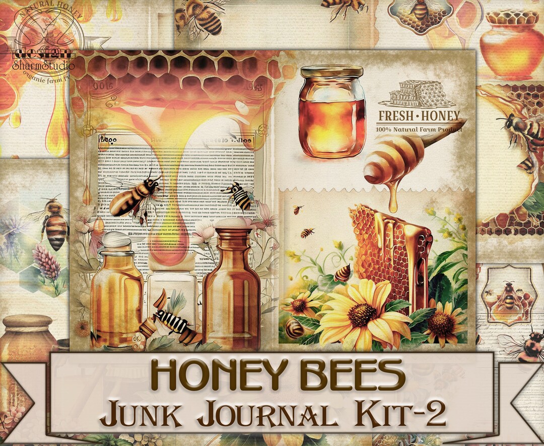 Vintage Honey Bees Junk Journal Kit-2,collage Sheets Printables - Etsy