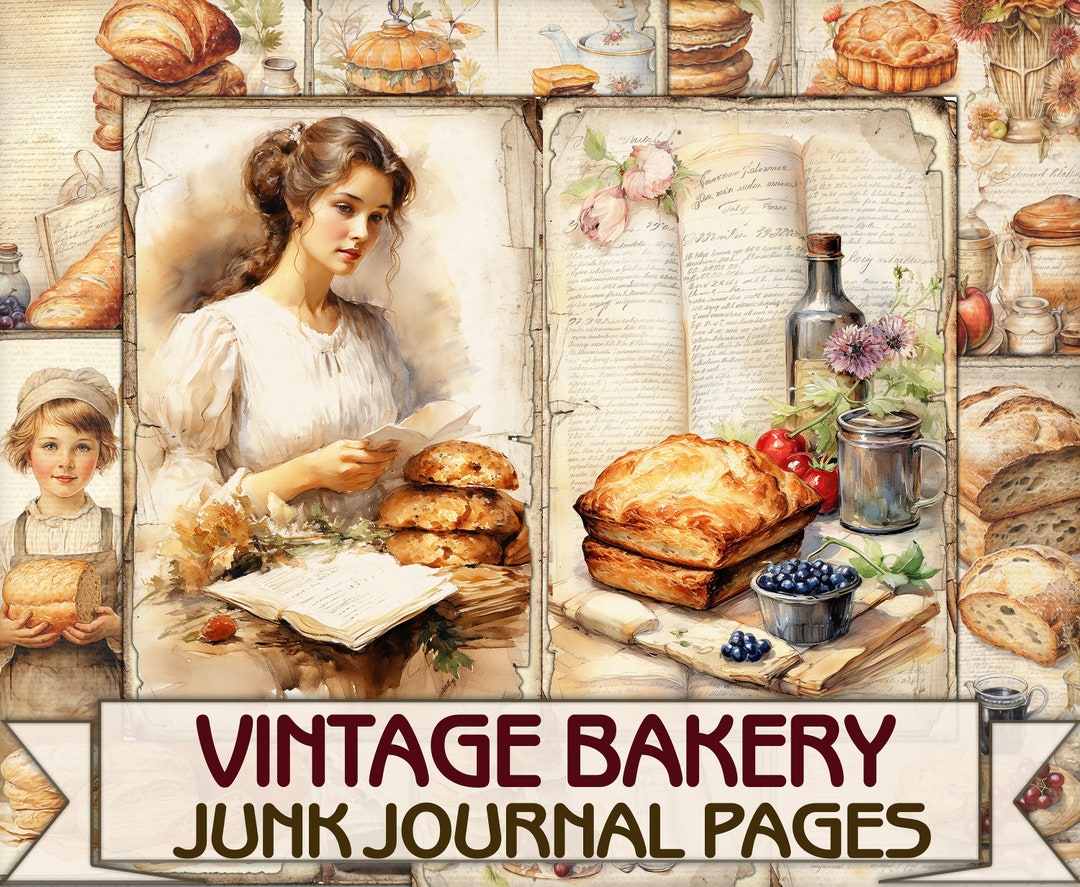 Vintage Cooking Junk Journal,bakery Cookbook Pages Recipe Collage ...