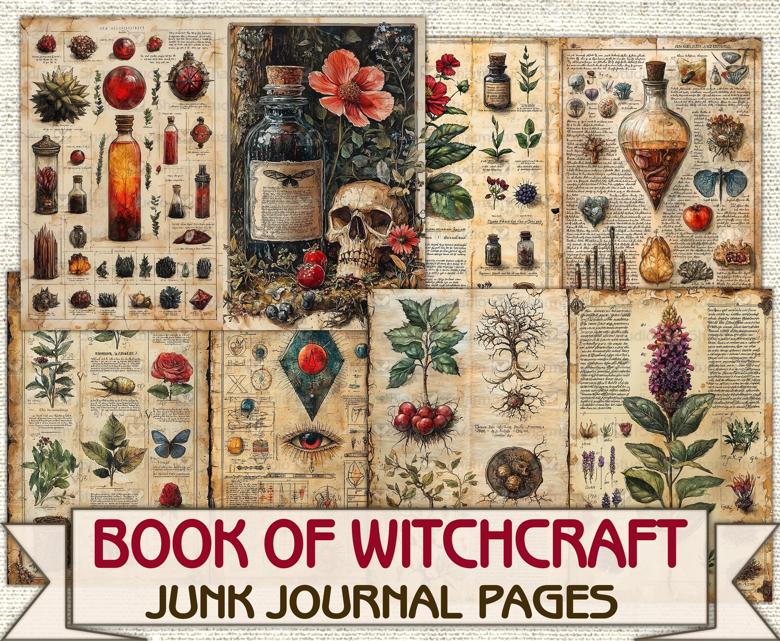 Vintage Book Witchcraft Junk Journal Pages Printable,mystic Witch ...