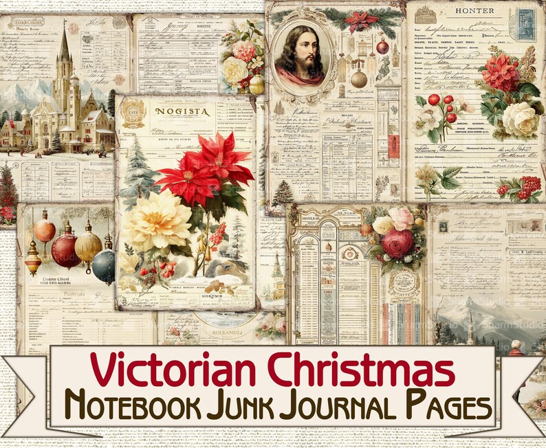 Victorian Christmas Notebook Pages | Printable Junk Journal Kit ...