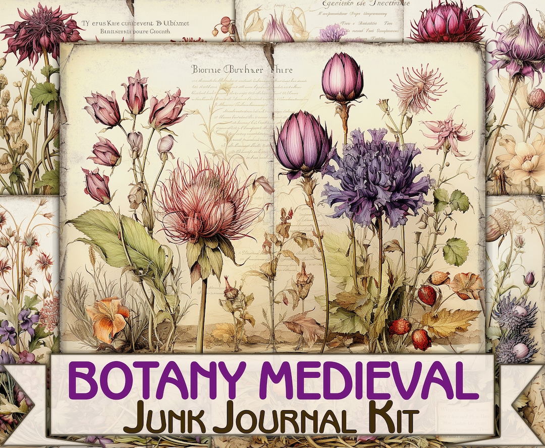 Medieval Botanical Junk Journal Pages,picture Collage Botany Plant - Etsy