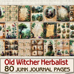 Old Witcher Herbalist Junk Journal Pages, Digital Scrapbook Paper ...