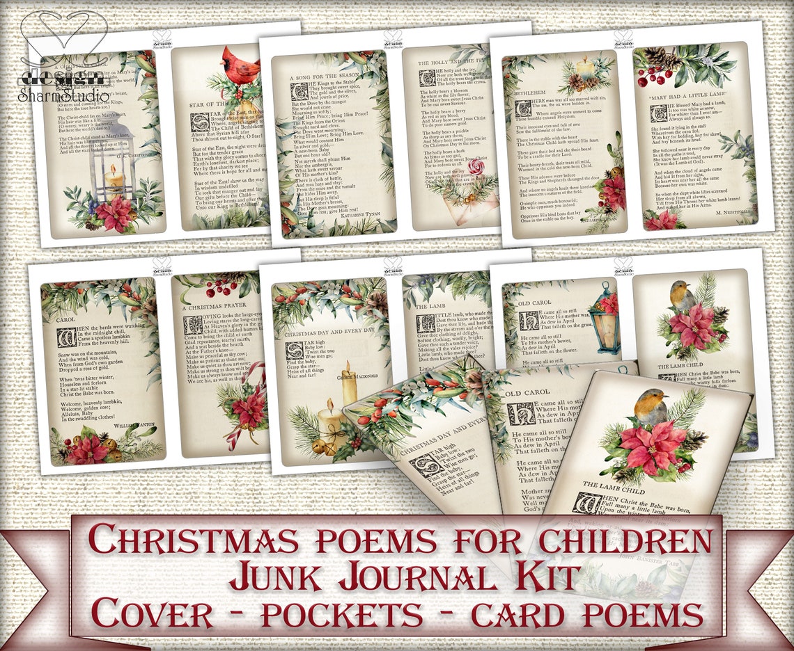 Vintage Christmas Poems Junk Journal Kitprintable Collage - Etsy