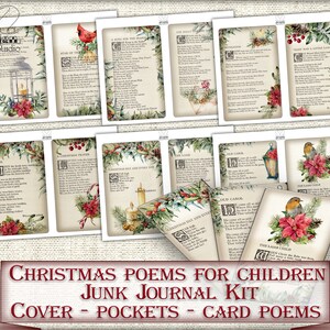 Vintage Christmas Poems Junk Journal Kit,printable Collage Pages ...