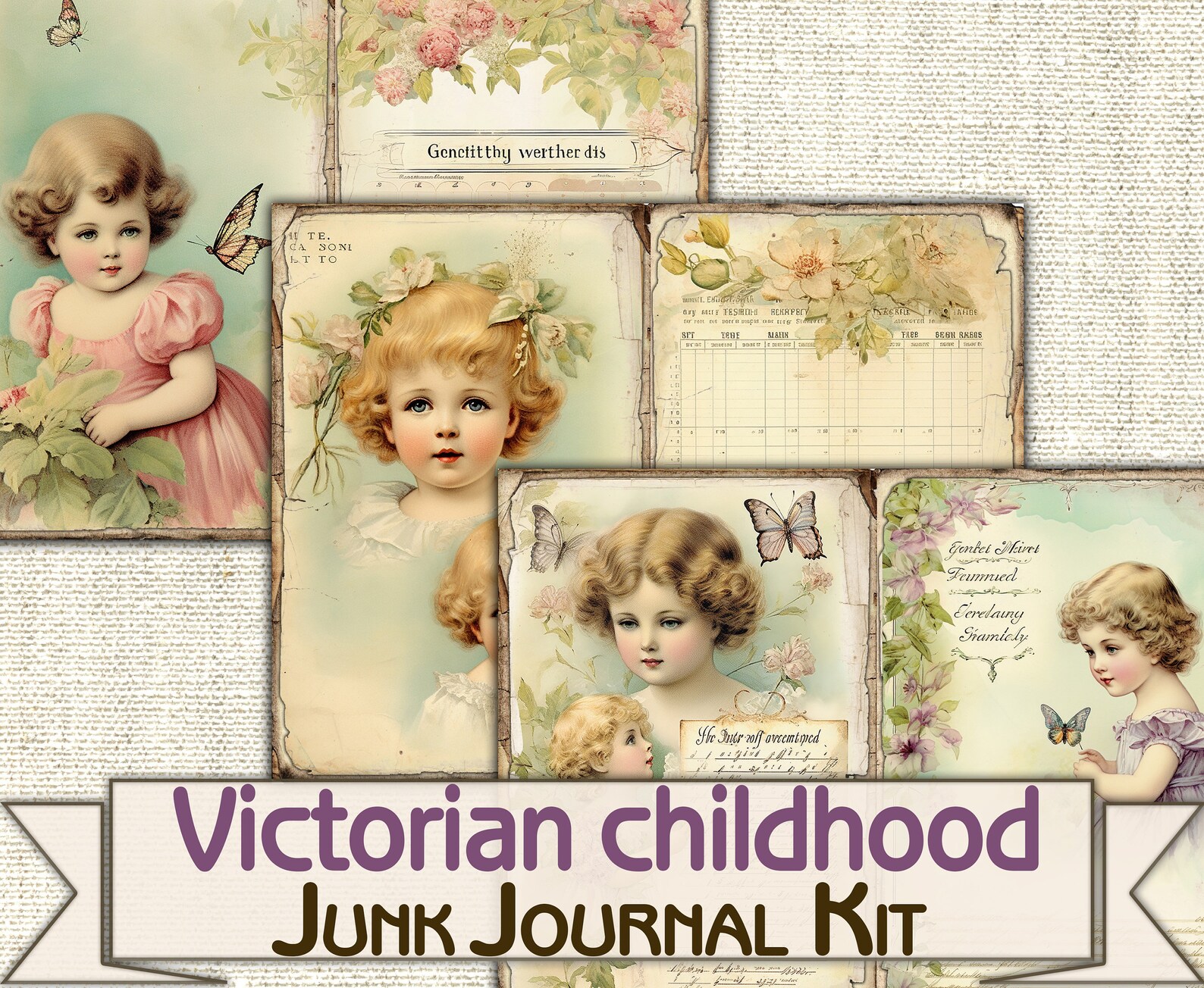Victorian Children Journal Pages,printable Childhood Junk Journal Kit ...