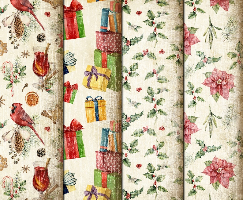 Vintage Kit Backgrounds Grunge Christmas Printcollage - Etsy