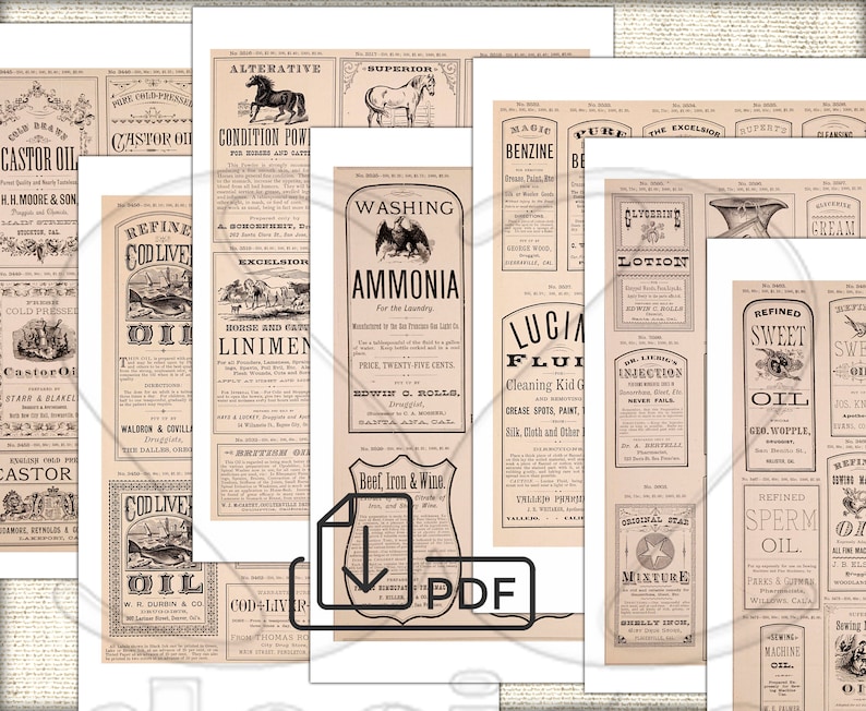 200 Vintage Apothecary Printable Old Ephemera Labels #1 18th Century - Etsy