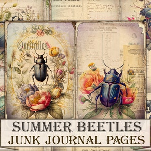 Summer Beetles Junk Journal Pages Printables,vintage Papers - Etsy