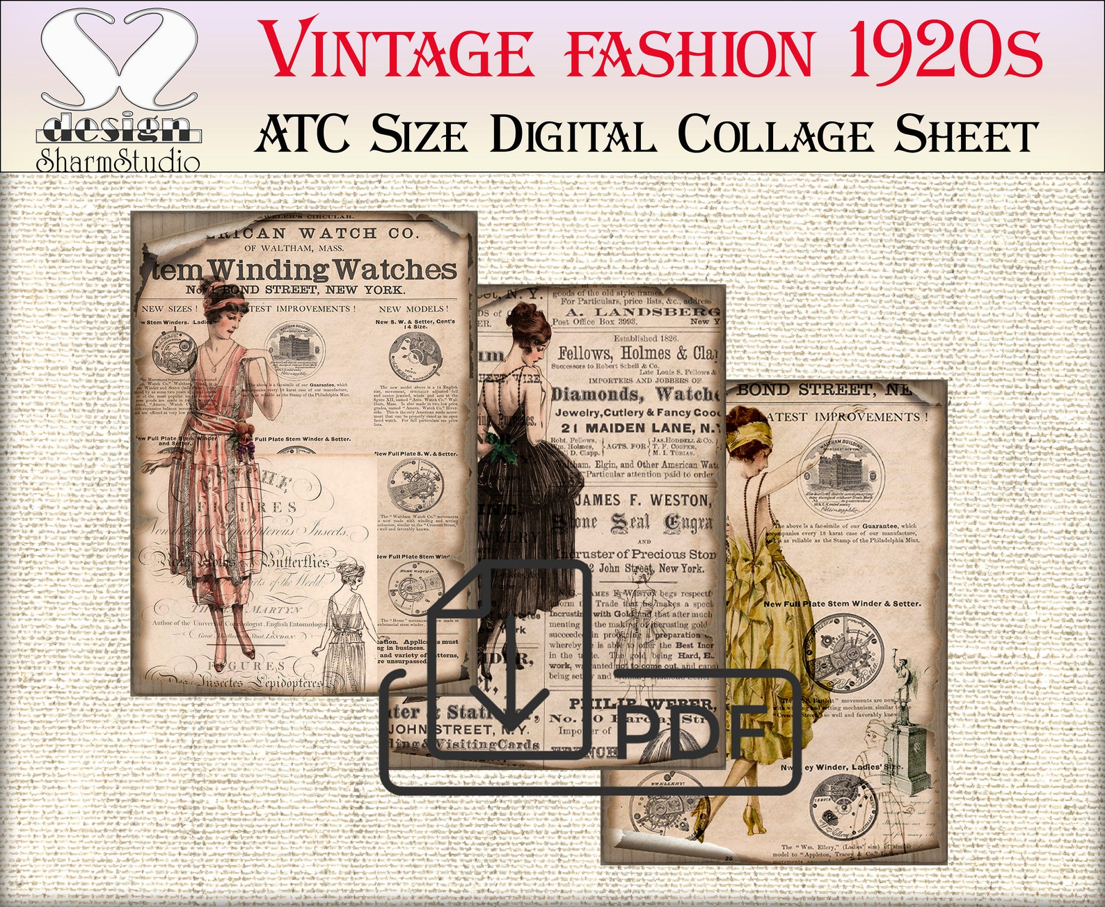Vintage Fashion Art Deco 1920s Collage Sheetcards Atc ACEO - Etsy