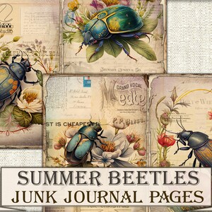 Summer Beetles Junk Journal Pages Printables,vintage Papers - Etsy