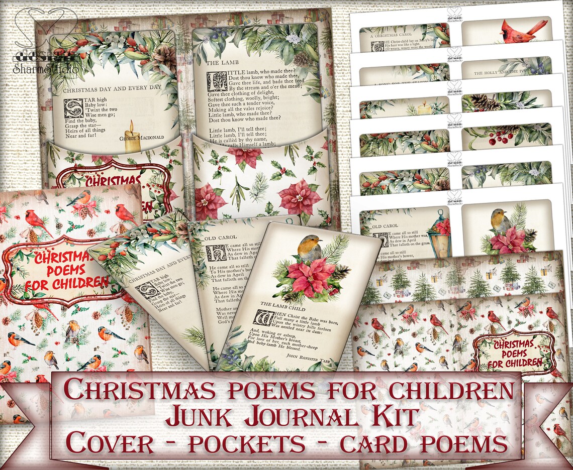 Vintage Christmas Poems Junk Journal Kitprintable Collage - Etsy
