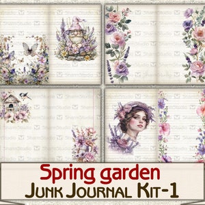 Vintage Spring Garden Junk Journal Kit-1,floral Scrapbook Ephemera - Etsy