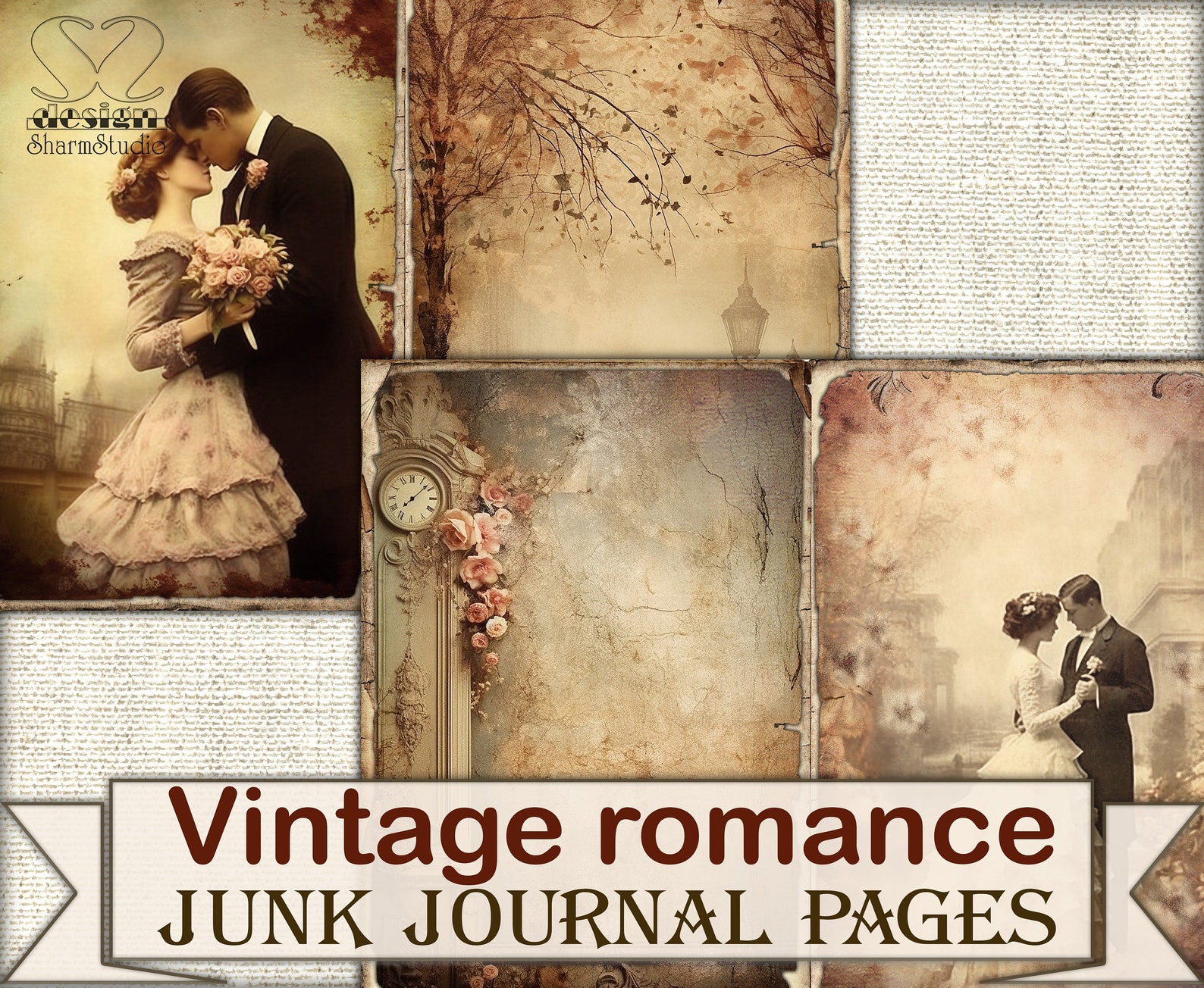 Vintage Romance Junk Journal Romantic Pages,digital Printable Collage ...