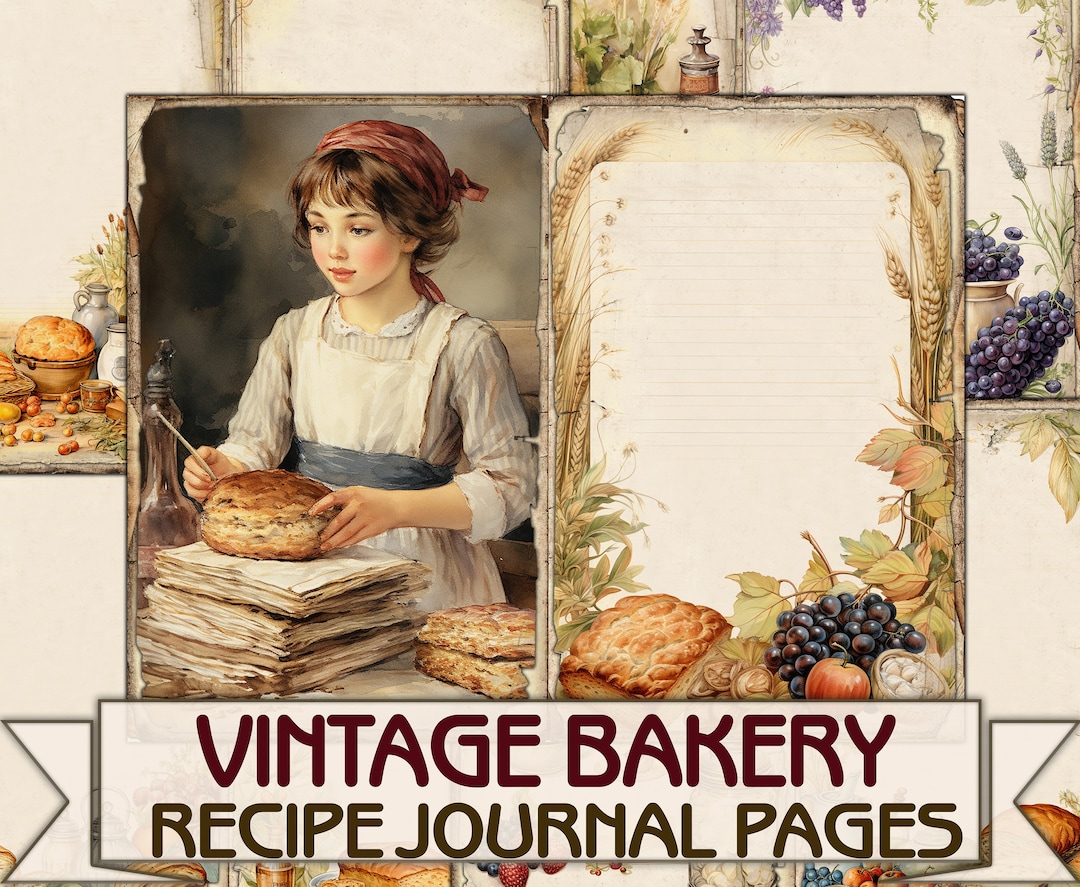 Vintage Cookery Recipe Food Junk Journal,bakery Cookbook Pages Recipe ...