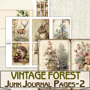 Vintage Forest Nature Junk Journal Picture Collage-2,fantasy Forest ...