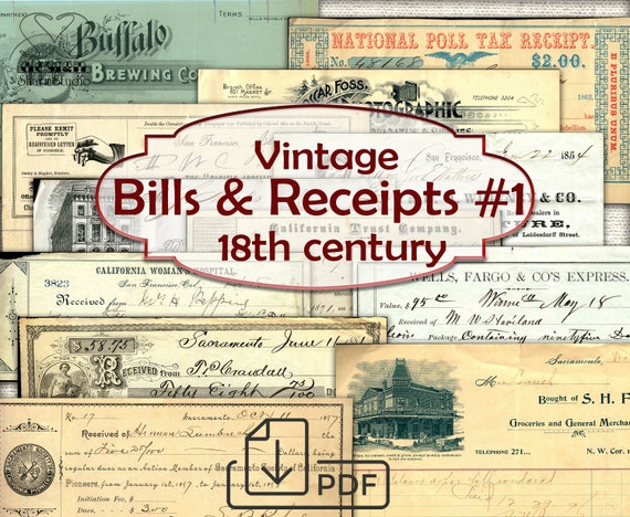 Vintage Bills & Receiptsset of Invoices Ephemera and Receipts | Etsy