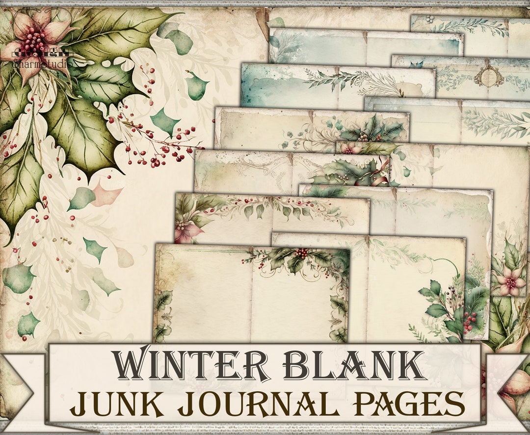 Winter Blank Background Junk Journal Pages, Digital Picture Printables ...