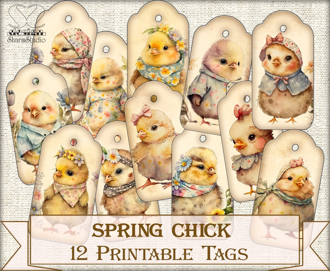 Easter Chick Ephemera Tags Printable,scrapbook and Junk Journal Paper ...