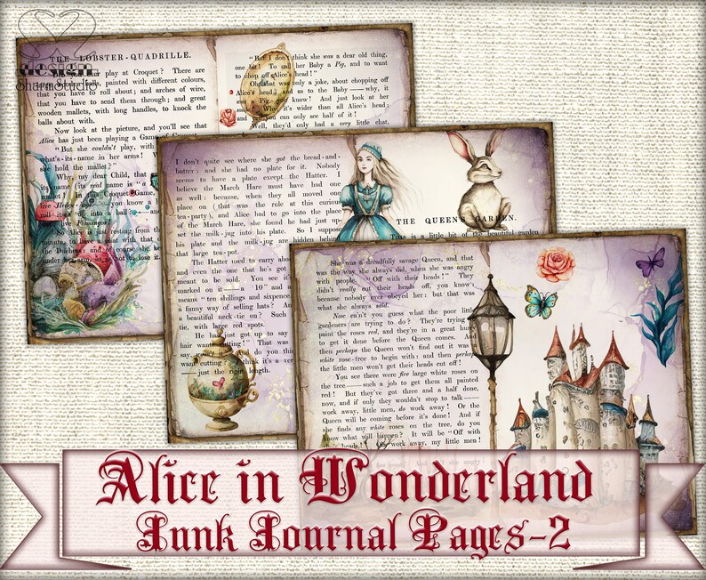 Digital Fairy Tale Kit Junk Journals Page Printables Alice in - Etsy
