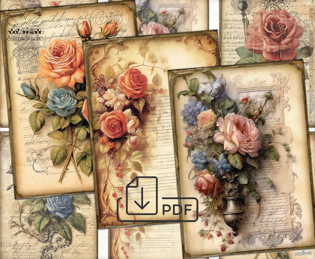 Victorian Shabby Chic Roses,digital Picture Printables Cards Atc ACEO ...