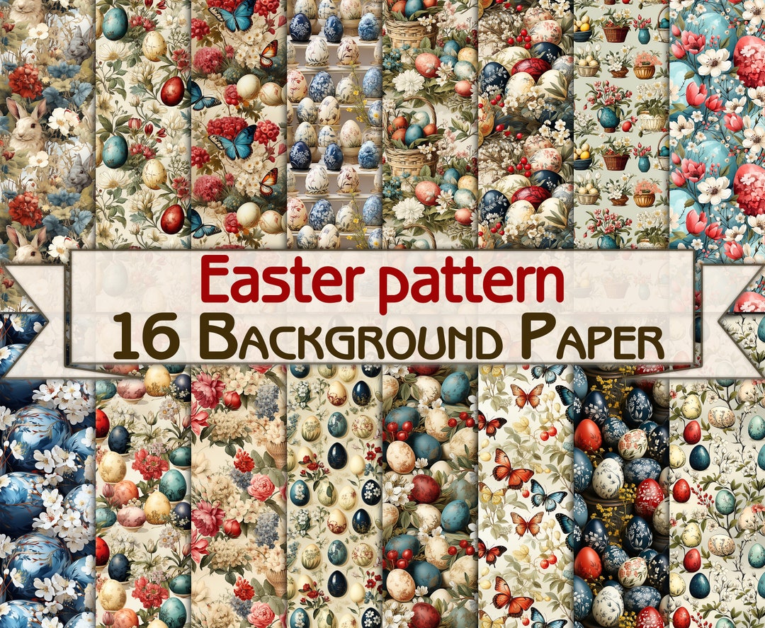 Vintage Kit Backgrounds Easter Pattern, Printable 16 Pages - Etsy